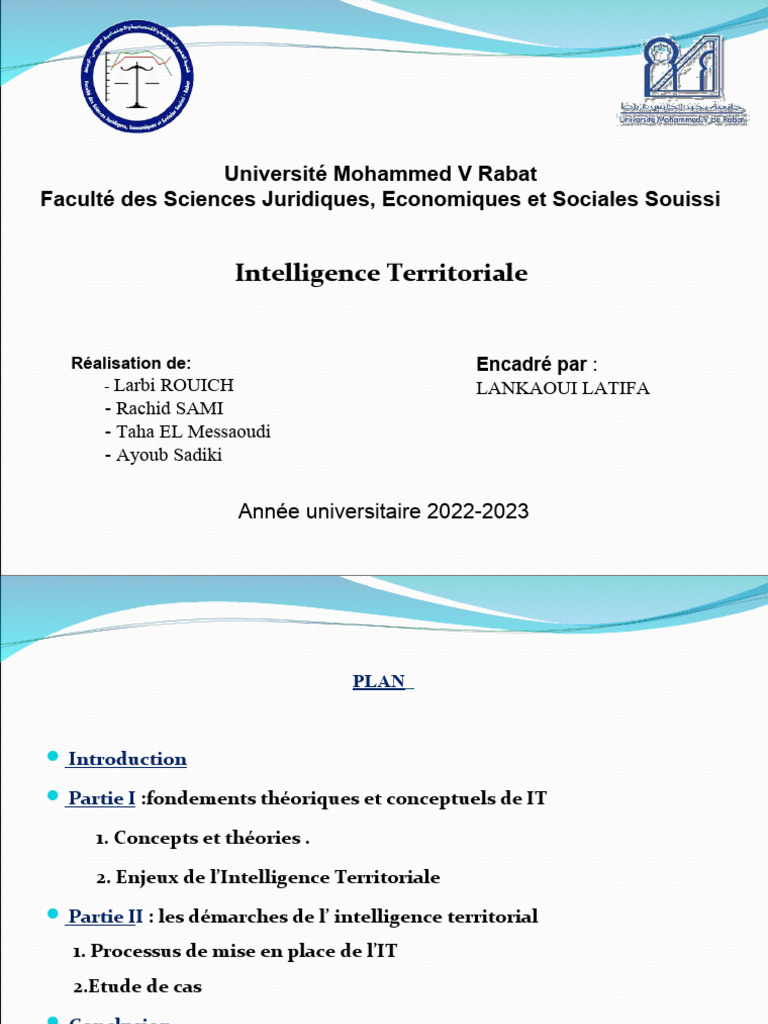 Intelligence Territoriale : Concepts et Enjeux | PDF | Casablanca ...