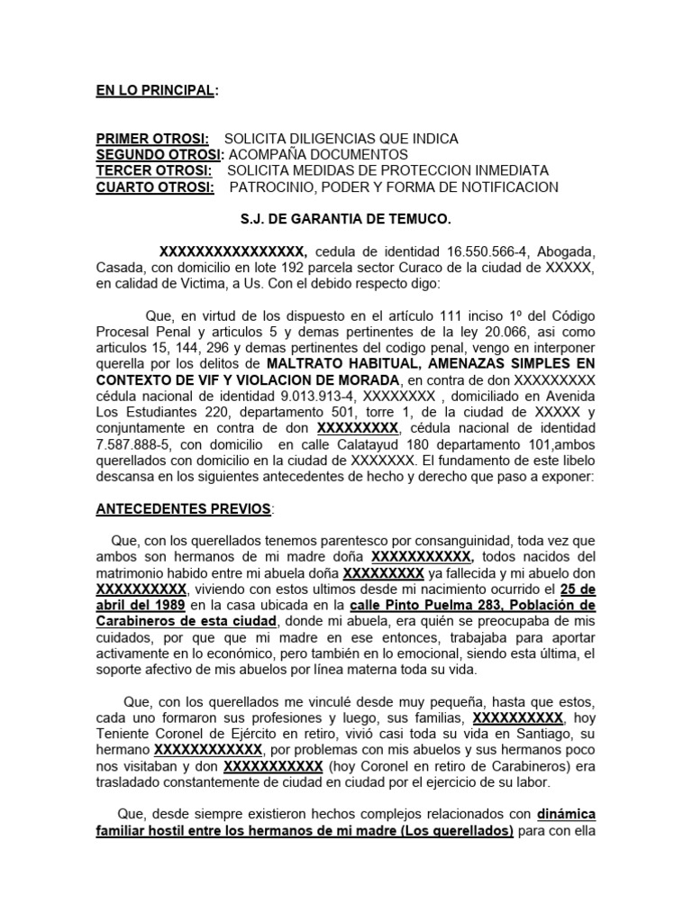 Copia de Querella Por Maltrato Habitual | PDF | La violencia contra las ... Copia de Querella Por Maltrato Habitual | PDF | La violencia contra las ...