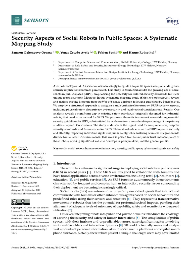 Security Aspects of Social Robots in Public Spaces | PDF | Computer ...
