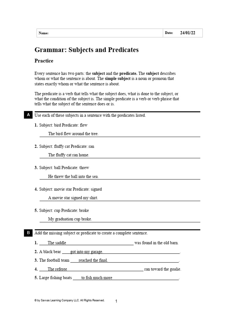 Exercises | PDF | Subject (Grammar) | Predicate (Grammar)
