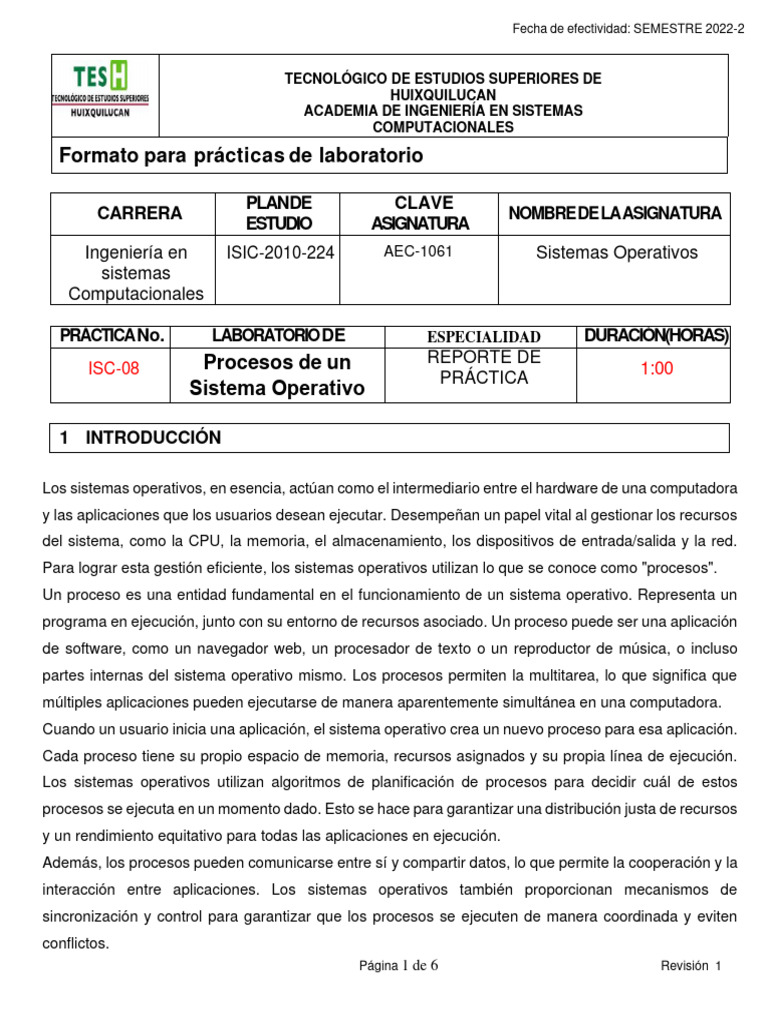 Practica8 SO | PDF | Proceso (Computación) | Sistema operativo