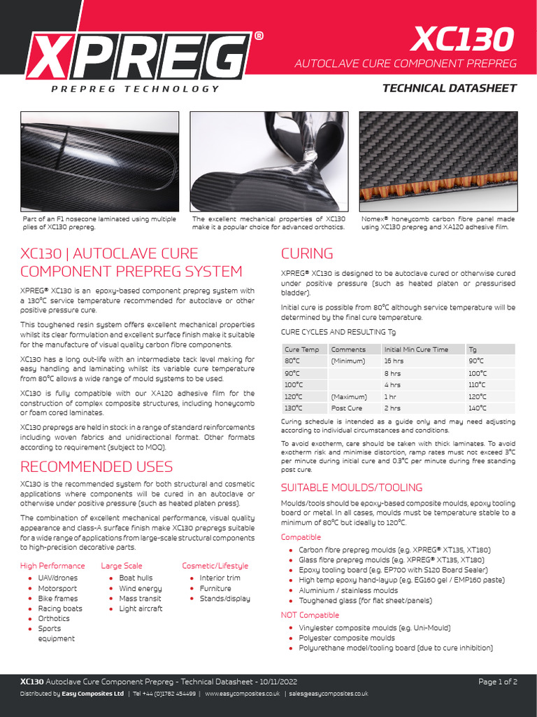 EC-TDS-XPREG-XC130-Component-Prepreg | PDF | Composite Material | Epoxy