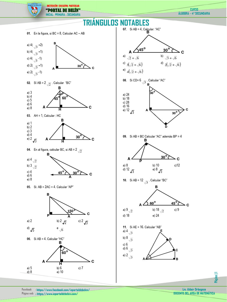 TRIÁNGULOS RECTÁNGULOS | PDF | Geometría Elemental | Geometría euclidiana