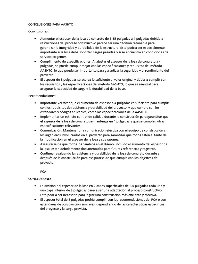 Conclusiones para Aashto | PDF | Informática
