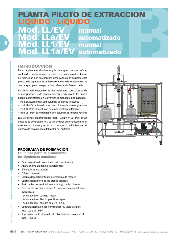 Mod. Ll/Ev Mod. Lla/Ev Mod. Ll1/Ev Mod. Ll1A/Ev: Liquido - Liquido | PDF | Química | Ciencias ...