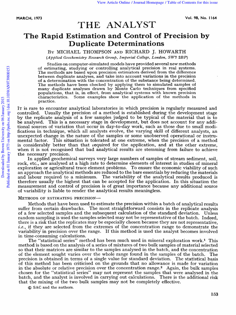 The Rapid Estimation | PDF | Detection Limit | Standard Deviation
