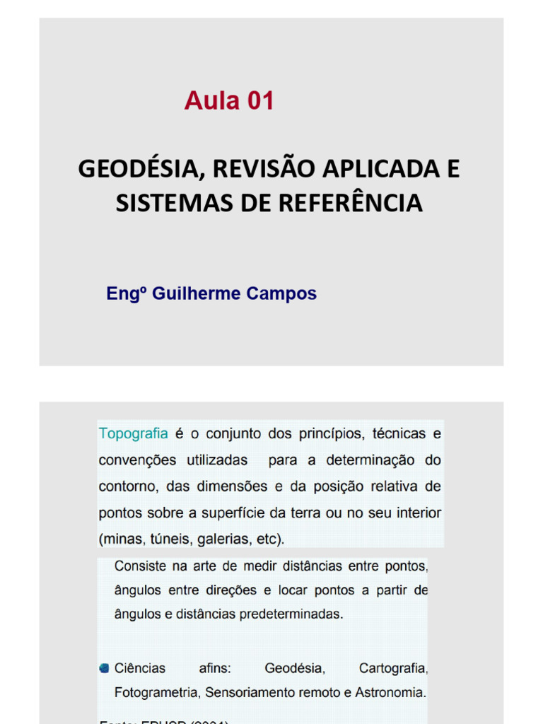 Aula 01 - Geodesia Trigonometria e Referencias PDF | PDF | Geodésia ...