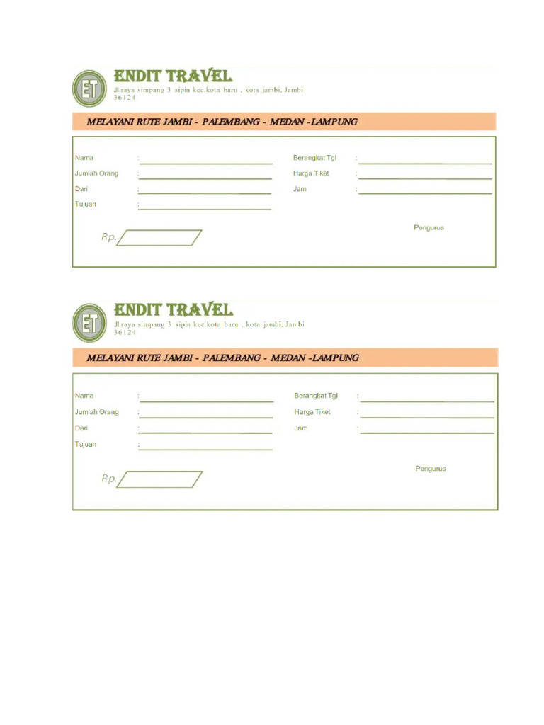 Bukti Tiket Travel | PDF