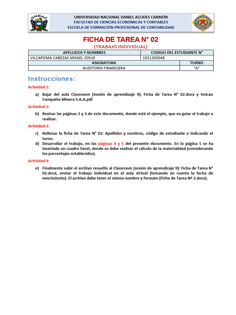 Ficha de Tarea #02 | PDF | Contabilidad | Dinero