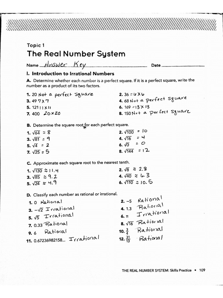 The Real Number System Answer Key | PDF