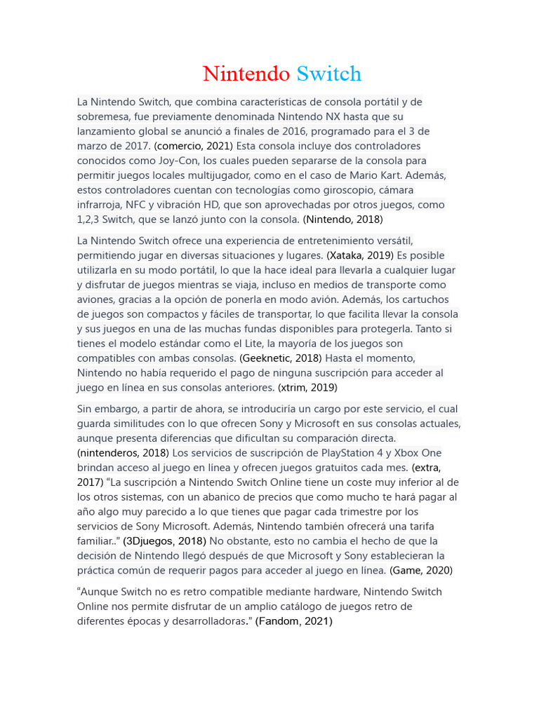 Nintendo Switch | PDF | Juegos de consolas | Nintendo