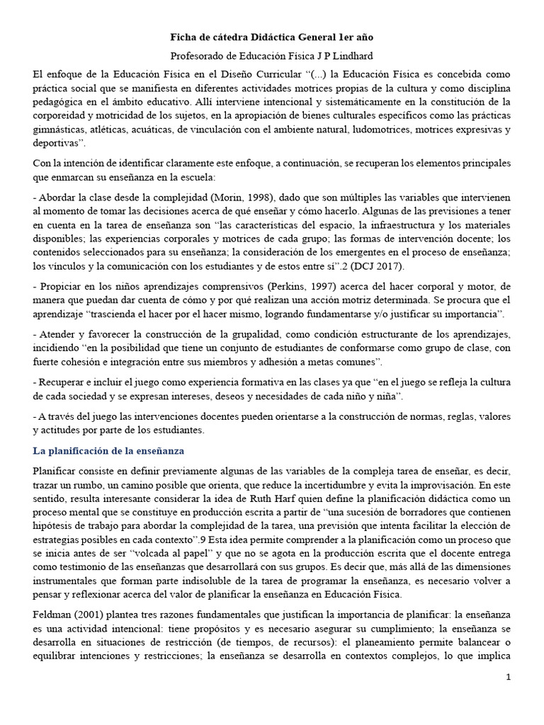 Ficha de Cátedra Didáctica General 1er Año | PDF | Enseñando | Plan de estudios