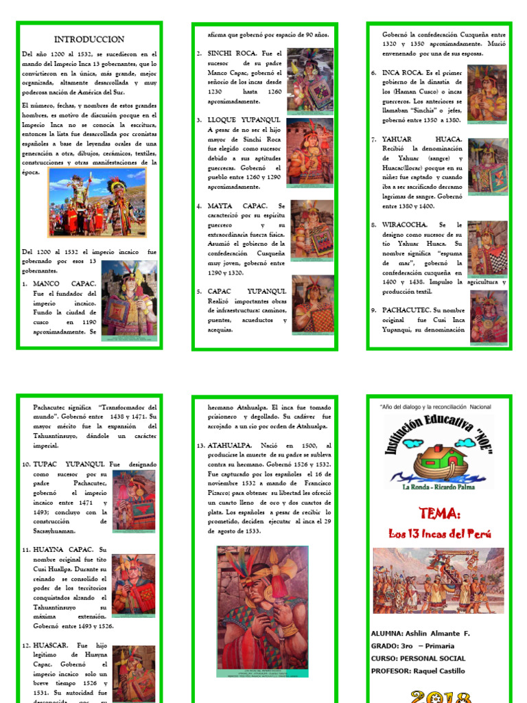 382837872-TRIPTICO-INCASS | PDF | Imperio Inca | Perú