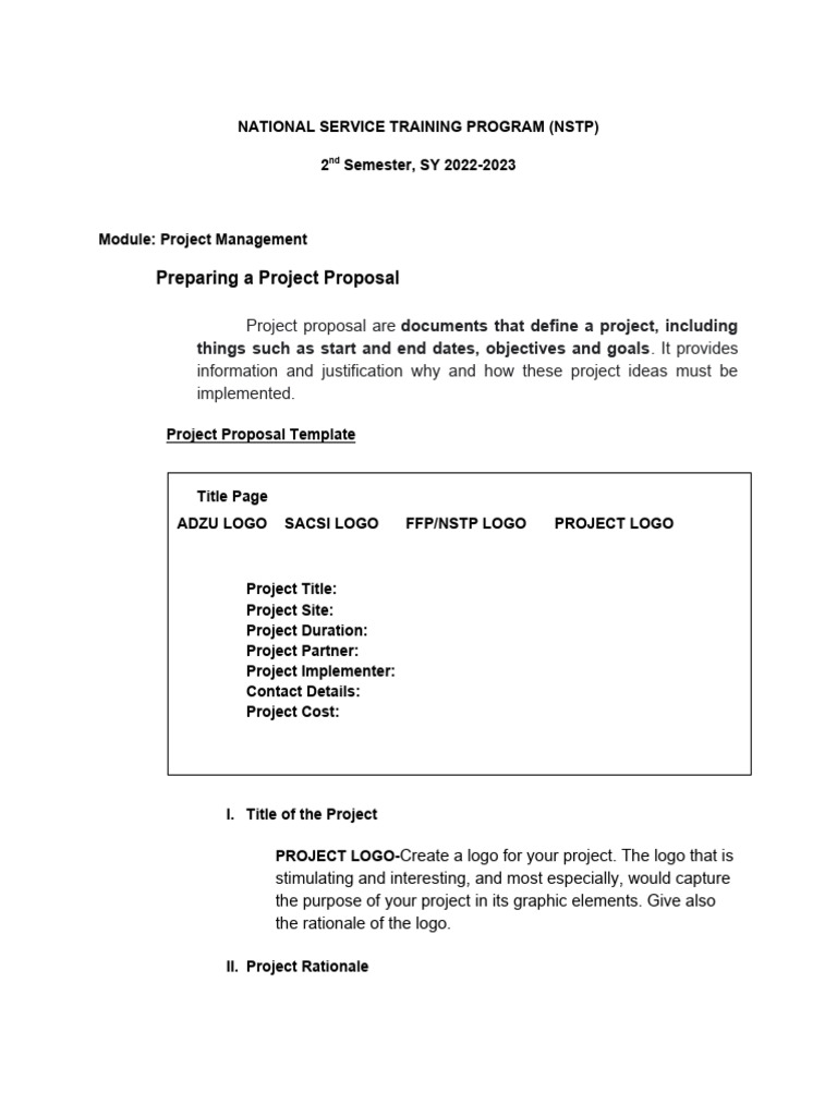 FINAL NSTP 2 Project Management Proposal Template | PDF | Project Management | Business