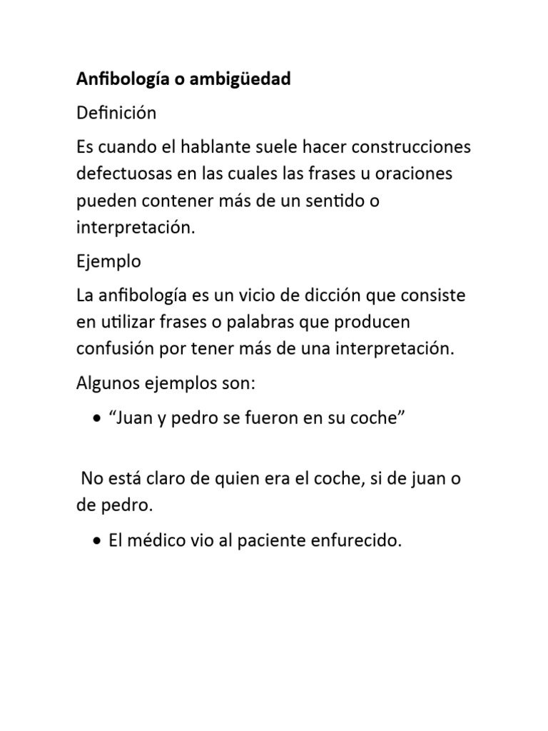Definición y ejemplos de anfibología | PDF