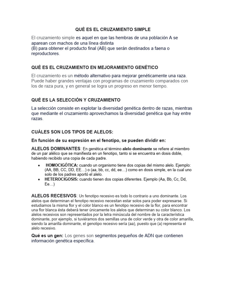 Cruzamientos Geneticos | Descargar gratis PDF | Dominancia (Genética ...