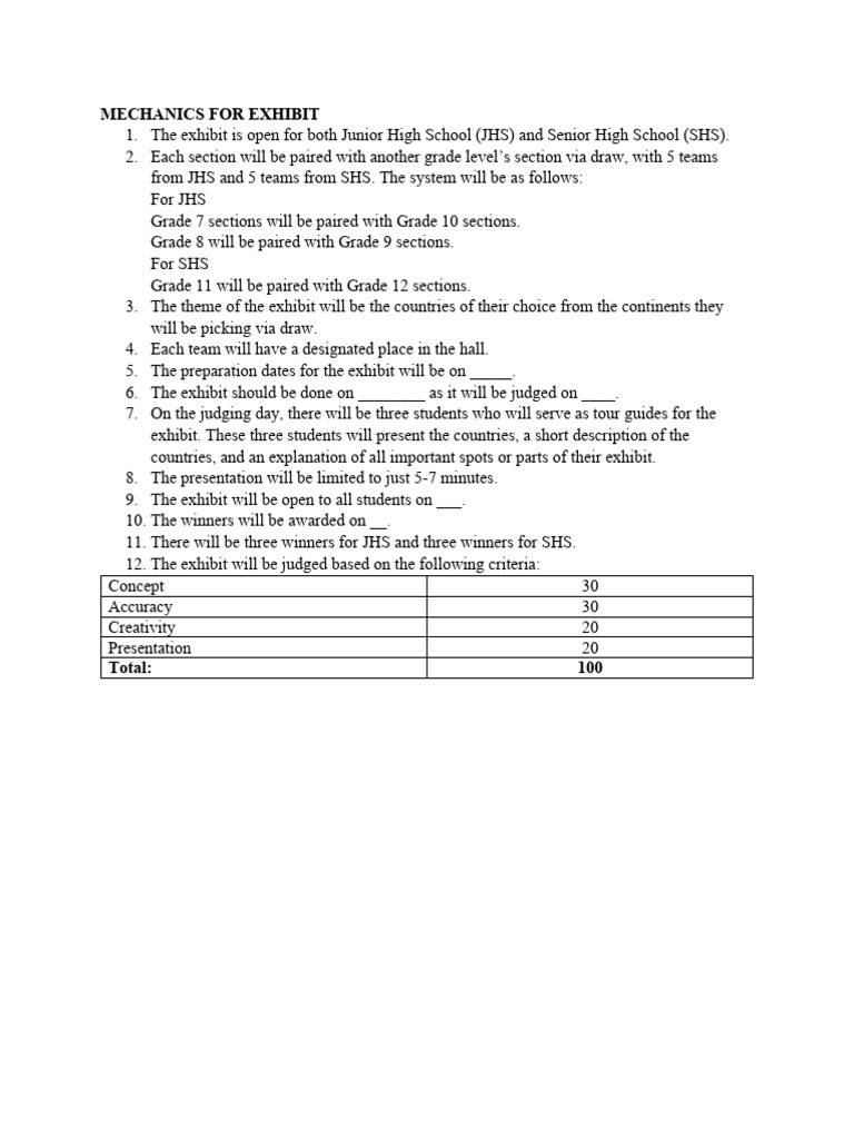 Mechanics For Exhibit | PDF