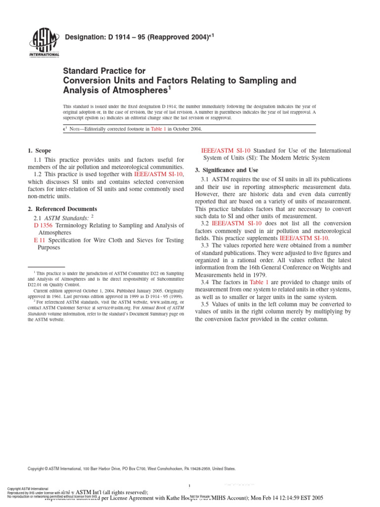 Astm d1914 | PDF | Litre | Mole (Unit)