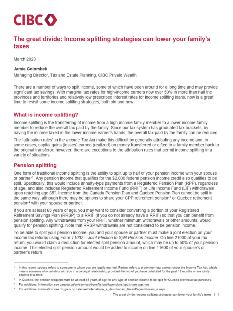 Income Splitting Strategies en | PDF | Taxes | Interest