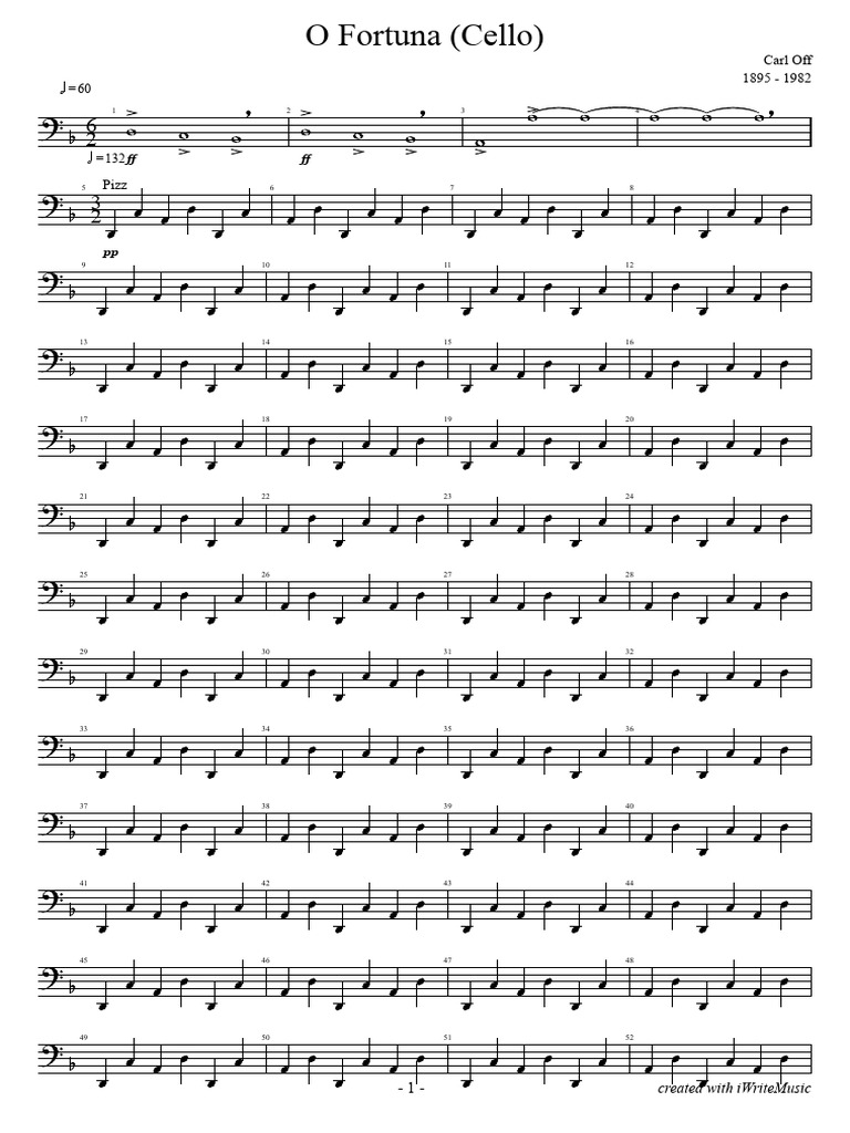 O Fortuna Cello Sheet Music | PDF