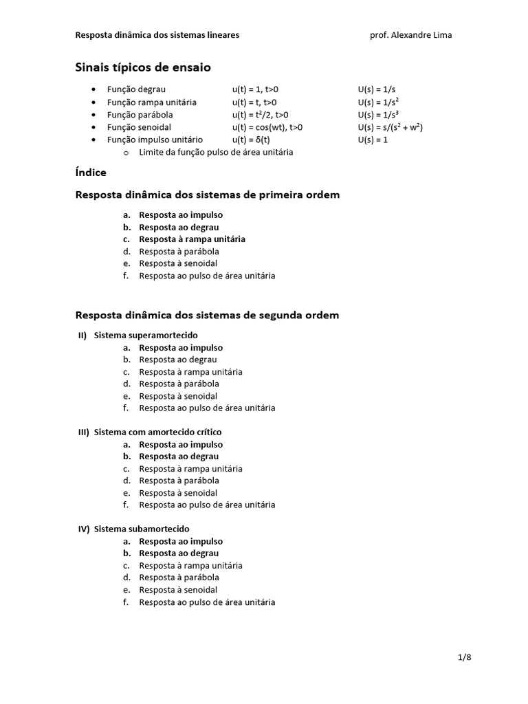 Resposta Dinâmica Dos Sistemas Lineares v-02 | PDF | Amortecimento | Matemática aplicada