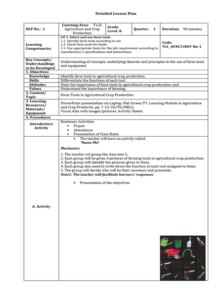 DLP 1 Agri | PDF | Plough | Learning