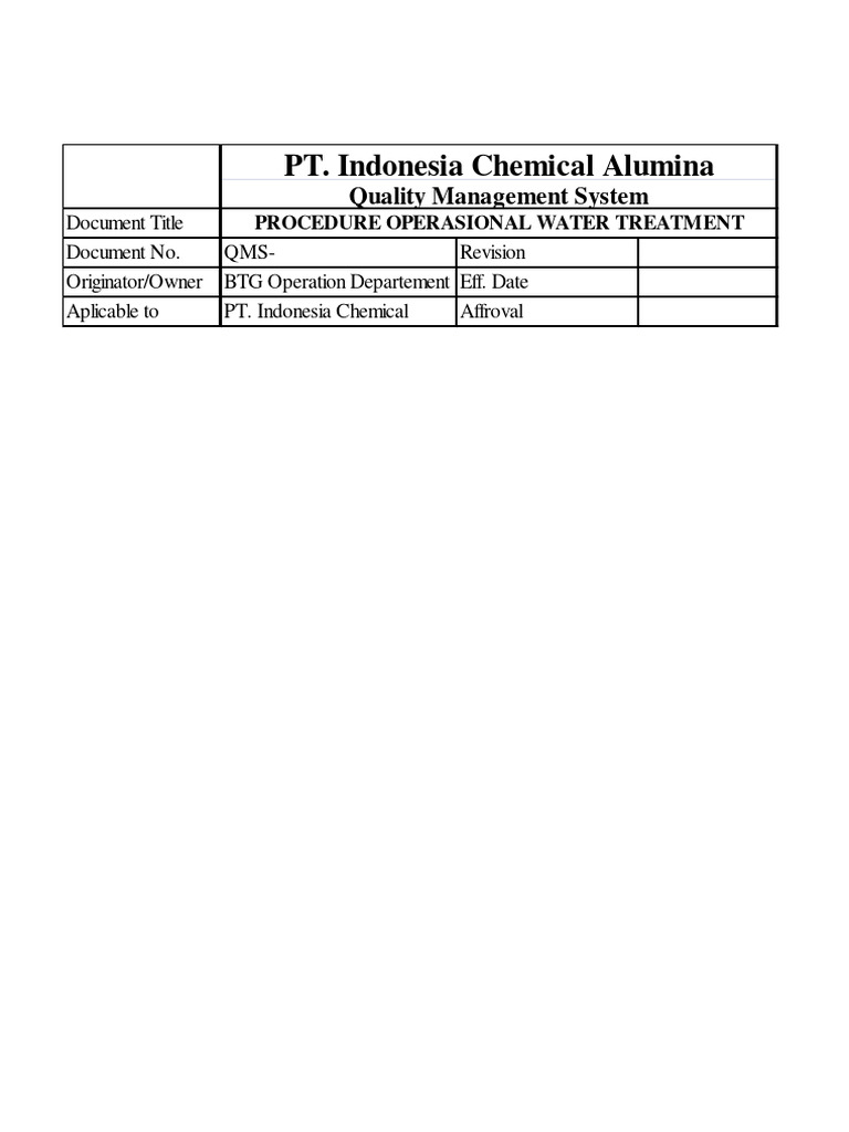 Sop WTP | PDF | Teknologi & Rekayasa