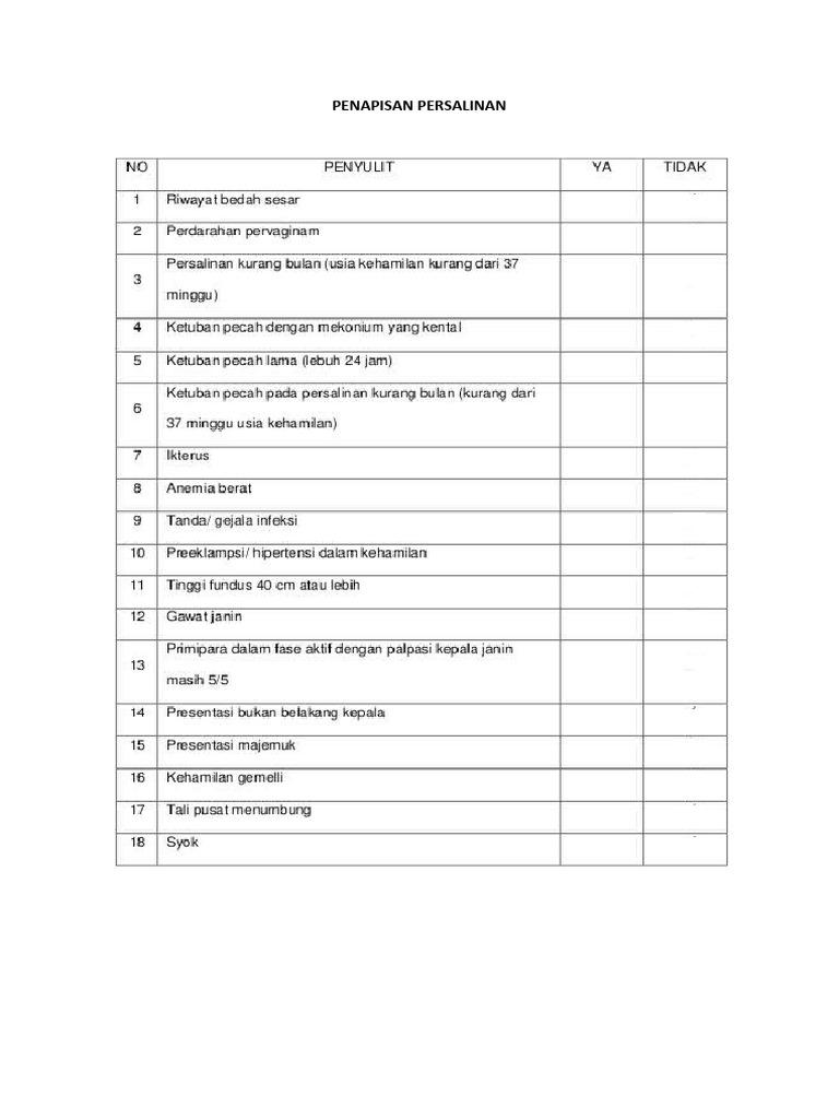 Penapisan Persalinan | PDF