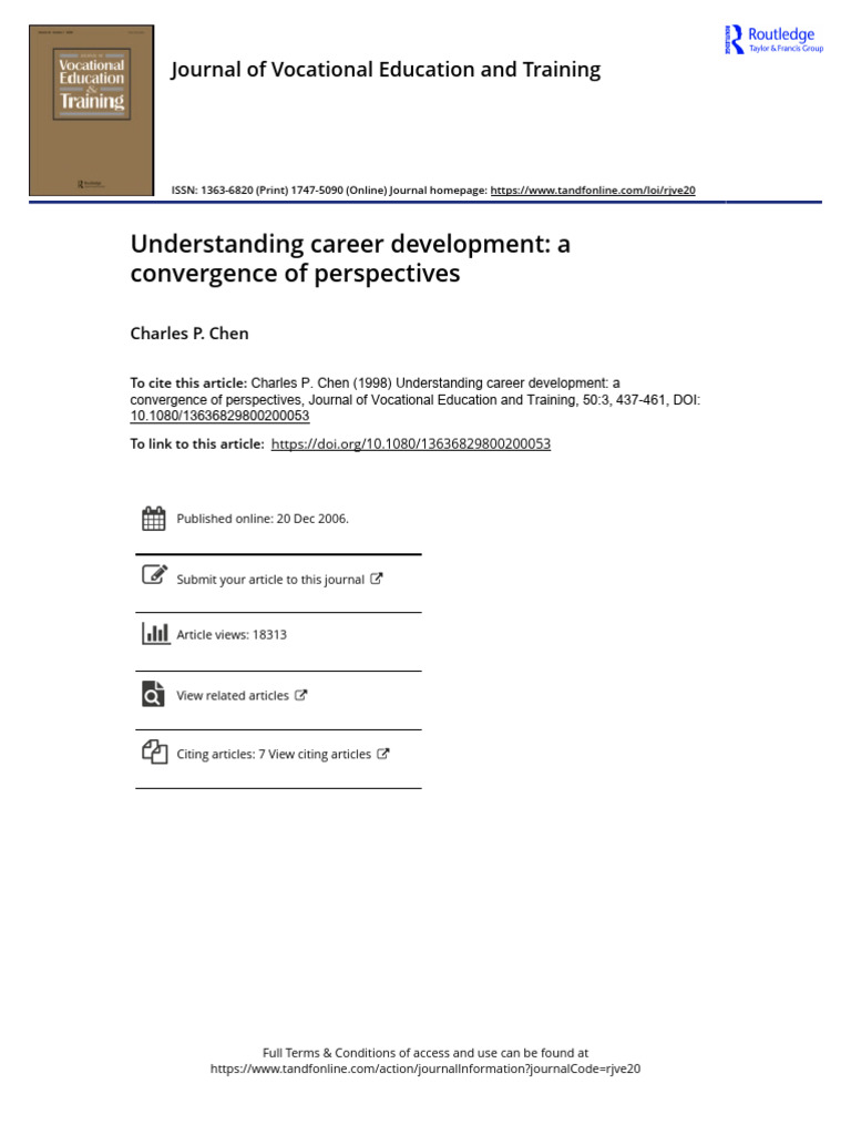 Understanding Career Development A Convergence of Perspectives | PDF | Self Efficacy | Self Concept