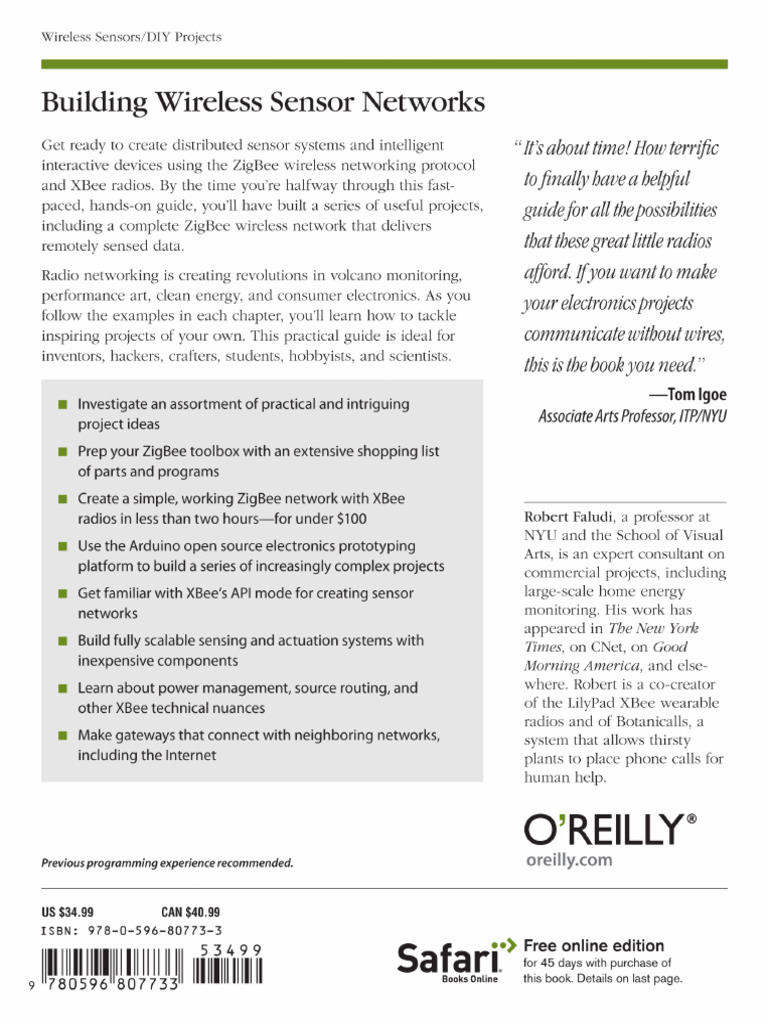 Robert Faludi - Building Wireless Sensor Networks - With ZigBee, XBee, Arduino, and Processing-O ...