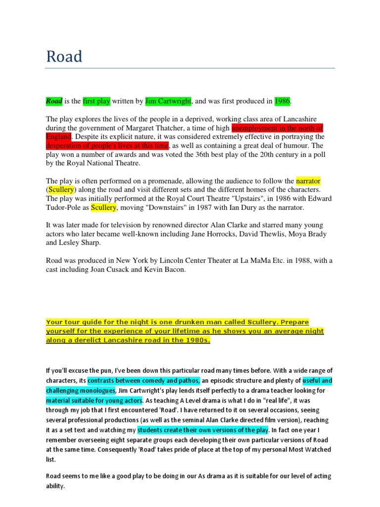 Road | PDF | Entertainment | Theatre