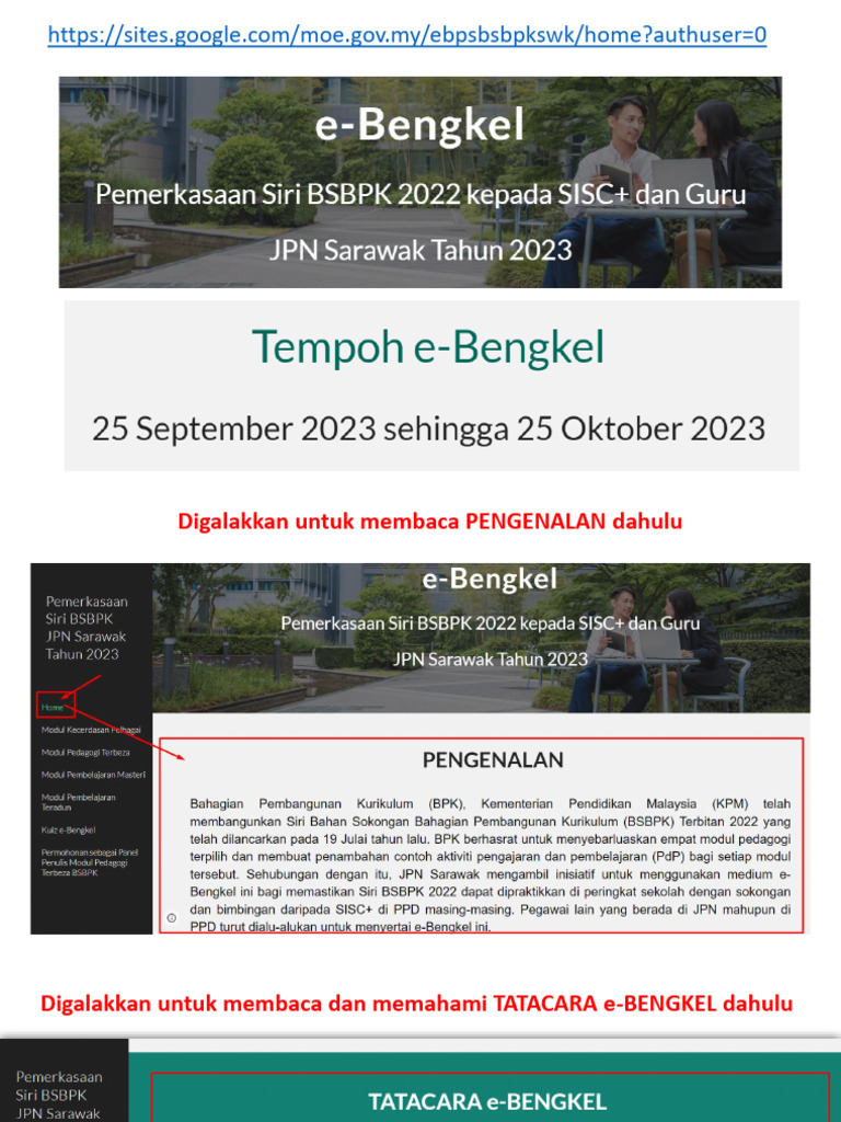 Tutorial E-Bengkel BSBPK JPN Sarawak 2023 | PDF