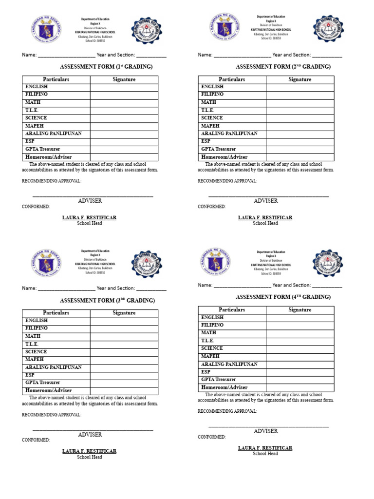 Assessment Form | PDF