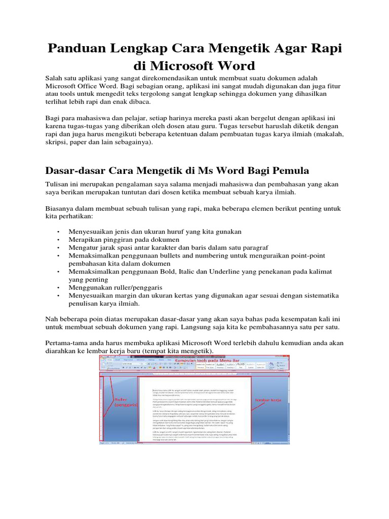 Panduan Lengkap Cara Mengetik Agar Rapi Di Microsoft Word | PDF