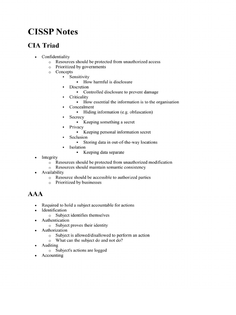 CISSP Notes PDF | PDF