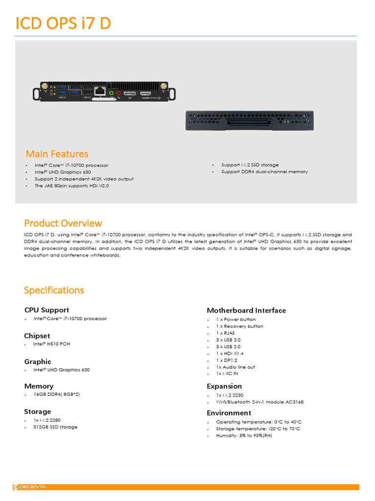 ICD OPS I7 D Datasheet | PDF | Intel | Electronics