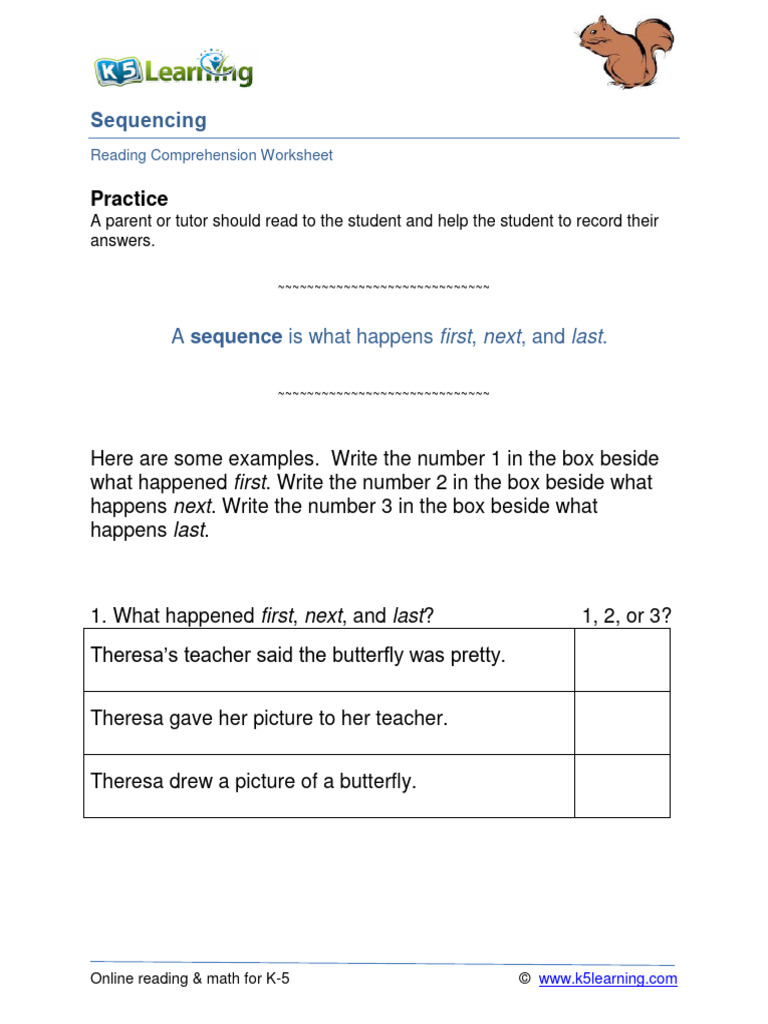Sequencing - Reading Comprehension Worksheets | PDF | Language Arts ...