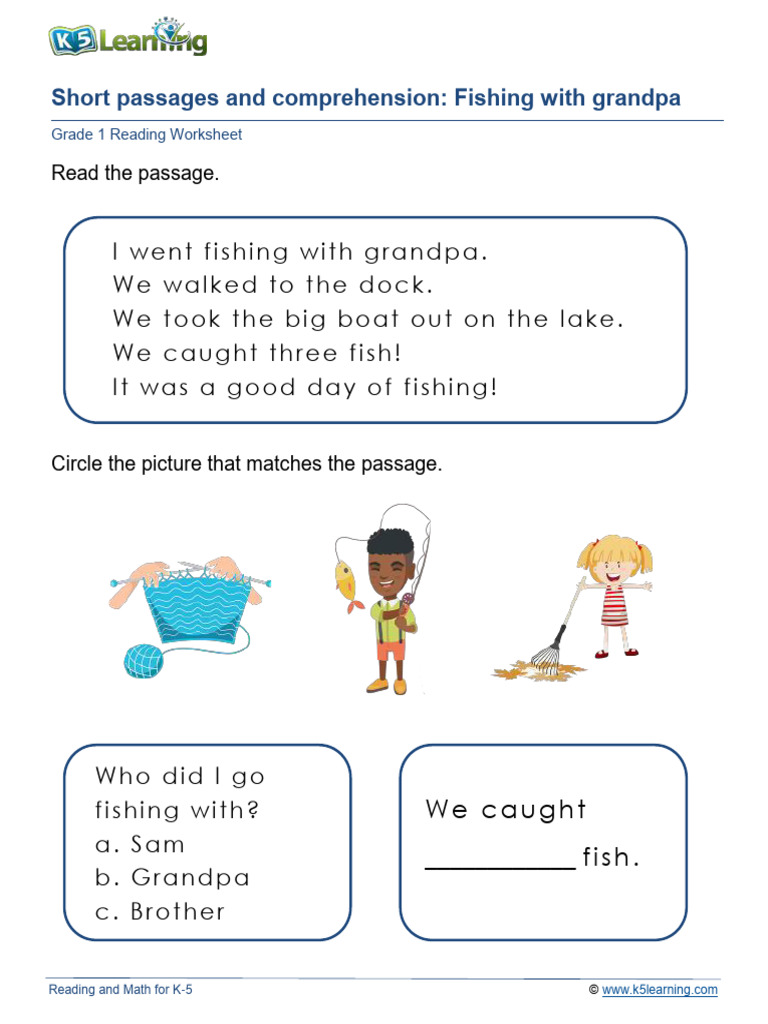 Short Passages and Comprehension - Fishing With Grandpa | PDF