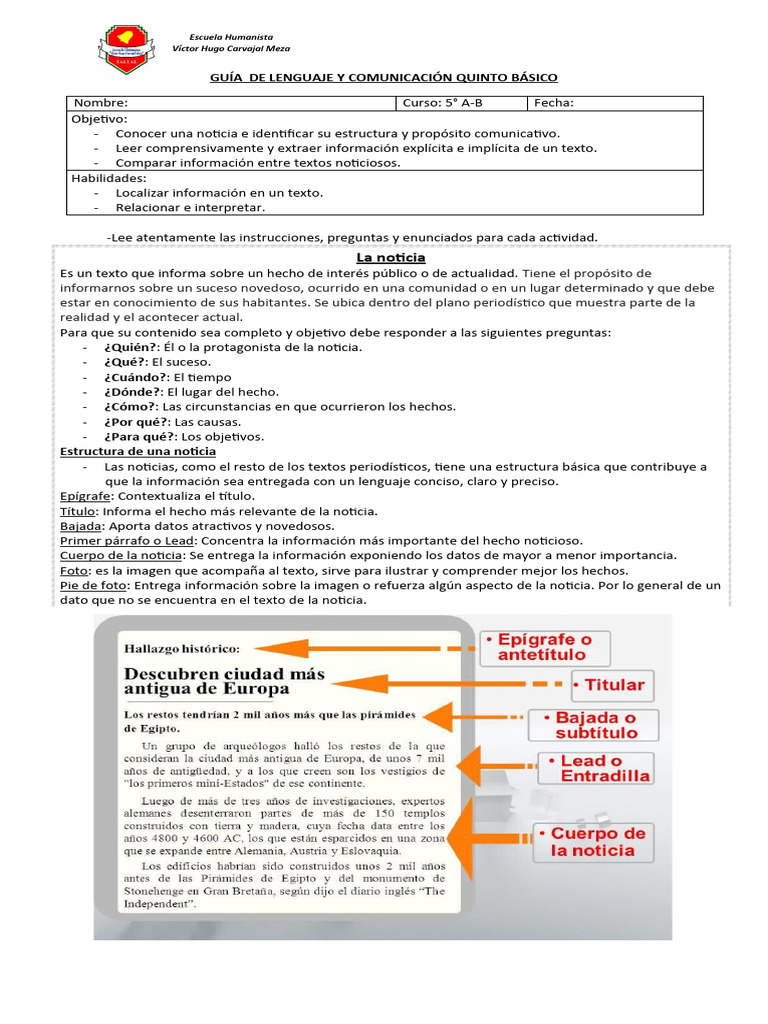 Estructura y características de la noticia | PDF | Información ...