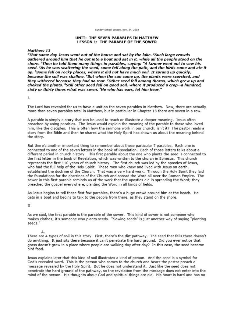 Matt13 Seven Parabl SS | PDF | Pearl | Jesus