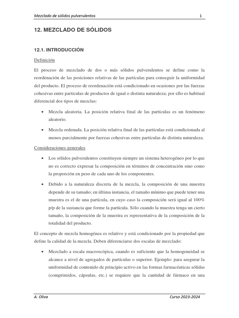 Mezclado de Sólidos | PDF | Mezcla | Distribución normal