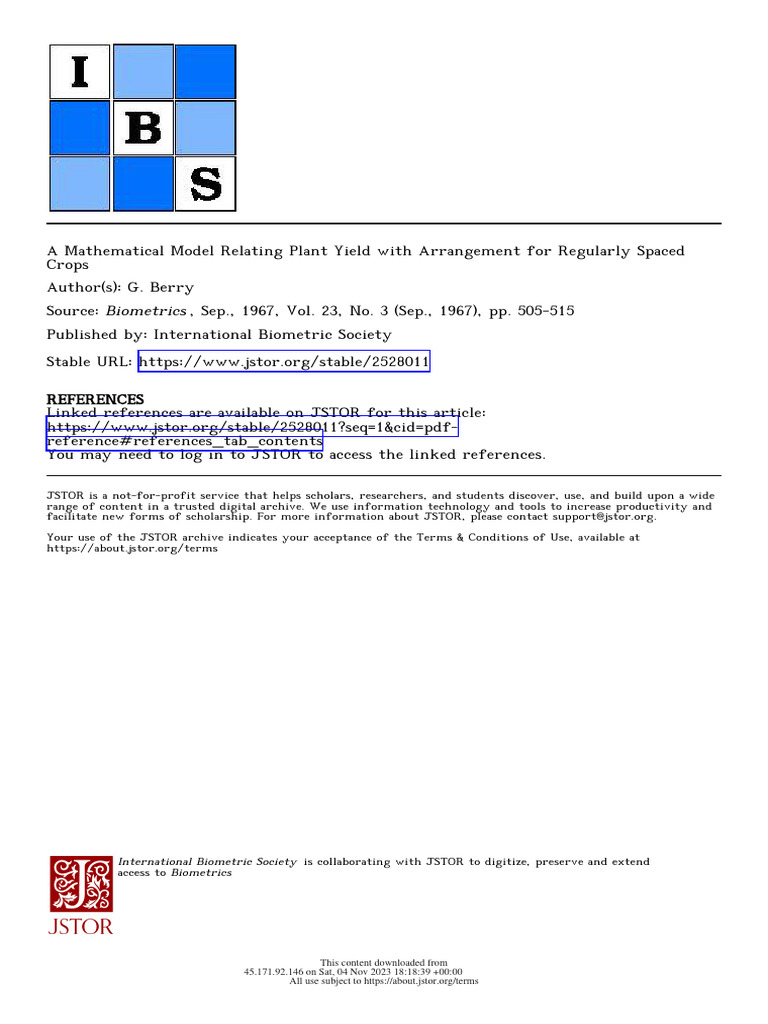 Berry, 1967 | PDF | Regression Analysis | Logarithm