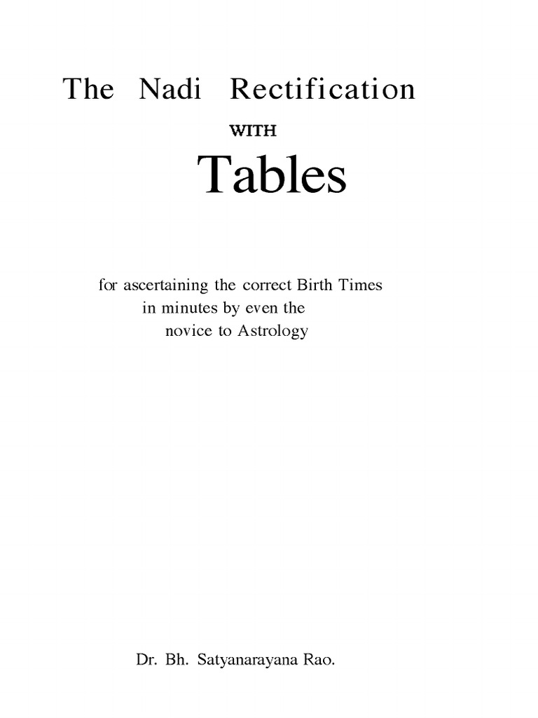 Jyotish - 1959 - The Nadi Rectification Tables - B.S. RAO | PDF | Sun ...