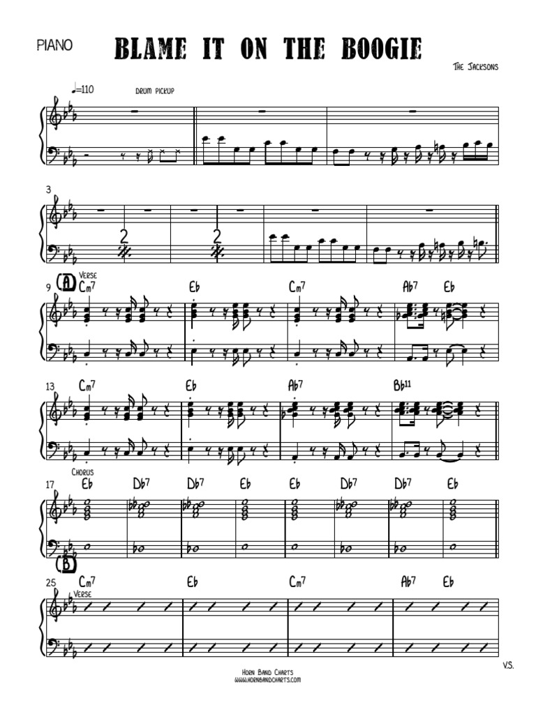 Blame It On The Boogie - Piano | PDF
