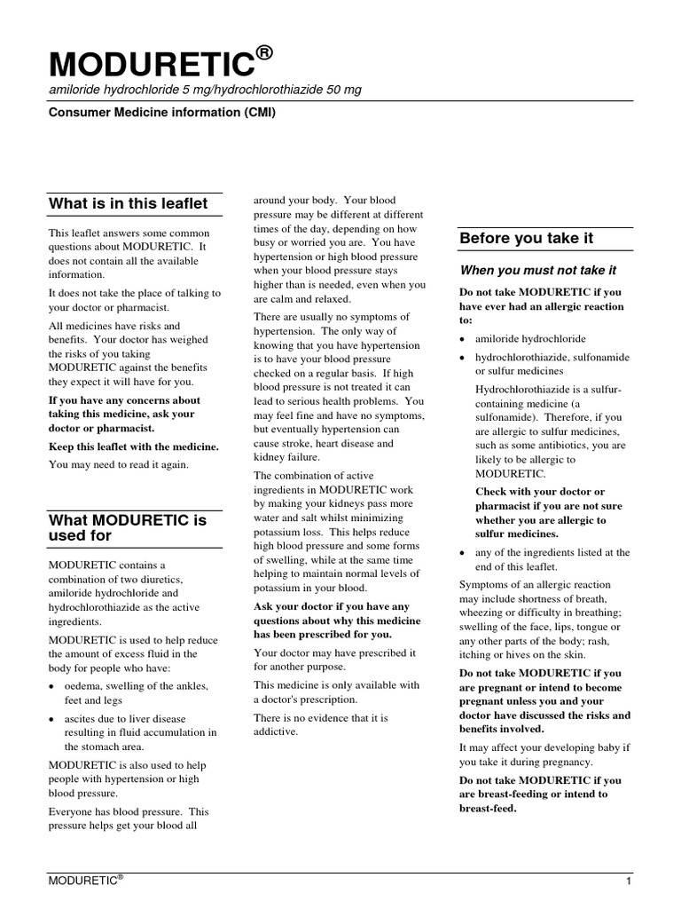 Moduretic | PDF | Hypertension | Edema