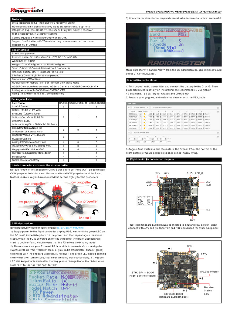 Crux35 Crux35HD DJI and Crux35 HDZERO FPV Racer Drone ELRS V2 Manual ... Crux35 Crux35HD DJI and Crux35 HDZERO FPV Racer Drone ELRS V2 Manual ...