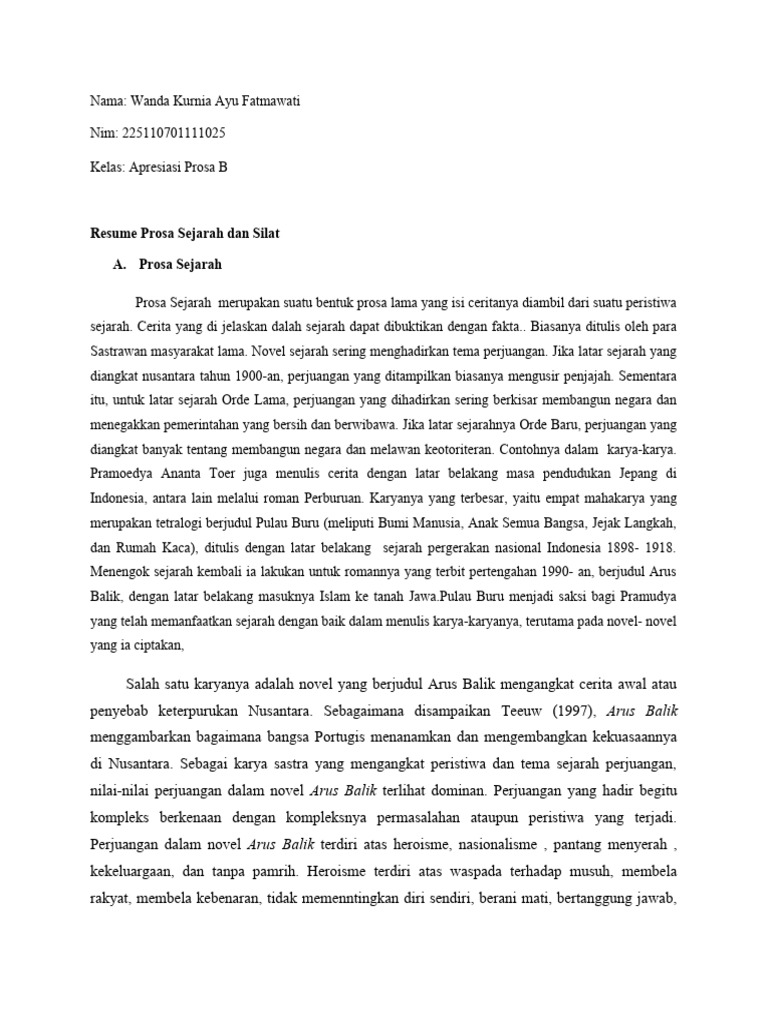 Prosa Sejarah Dan Silat | PDF | Klasik | Fiksi Umum