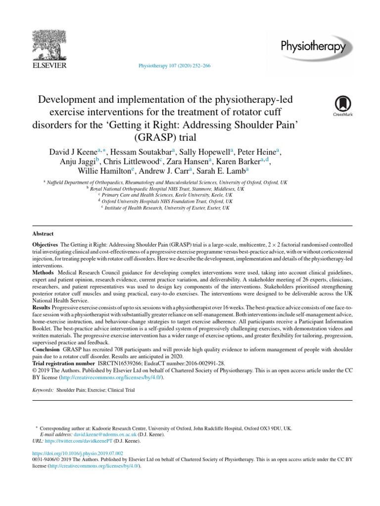 Development and Implementation of The Physiotherapy-Led Exercise ... Development and Implementation of The Physiotherapy-Led Exercise ...
