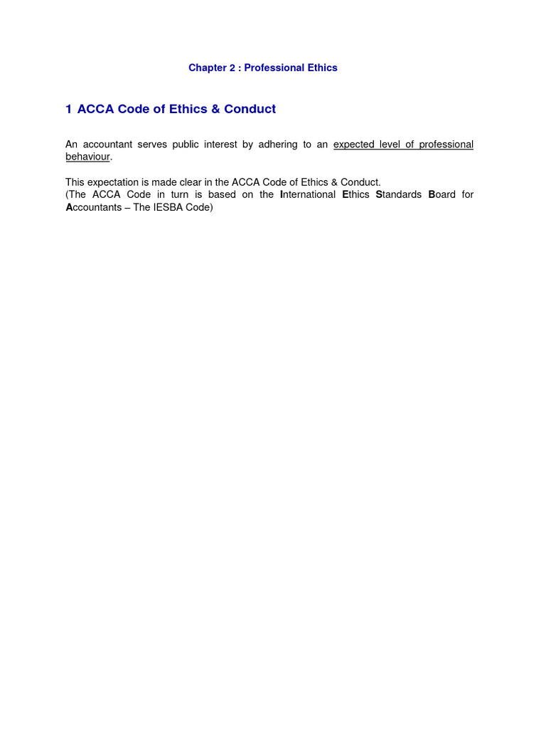 Acca Code of Ethics (Notes) | PDF | Audit | Auditor's Report