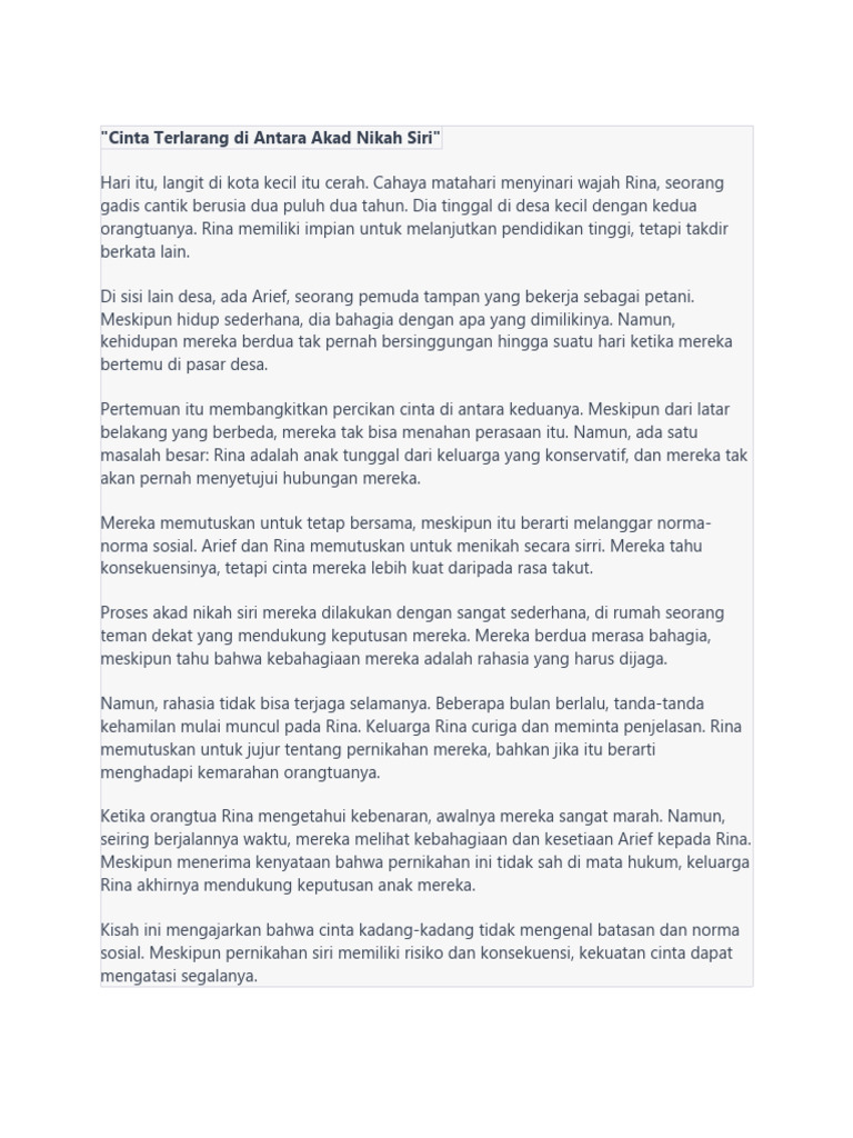 Cinta Terlarang Di Antara Akad Nikah Siri | PDF